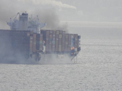 Fire 'stabilized' on cargo ship spewing toxic gas off Canada