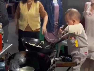 Baby admired for his impressive cooking skills