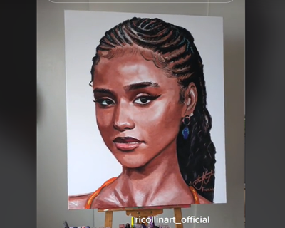 South African self-taught artist uses lipstick to paint Tyla