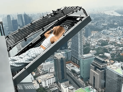 Dare to try this outdoor tilting experience on 75th floor