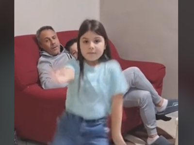 Dad gives blank reaction to daughter dancing to Kesha's 'TiK ToK'