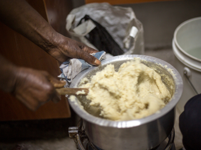 Woman makes flavoured pap using 'OROS' juice