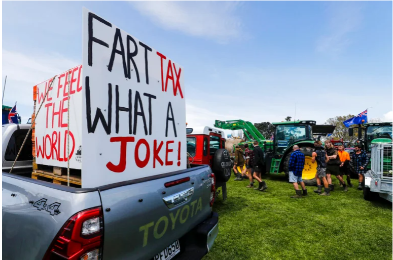 New Zealand farmers protest livestock 'burp and fart' tax