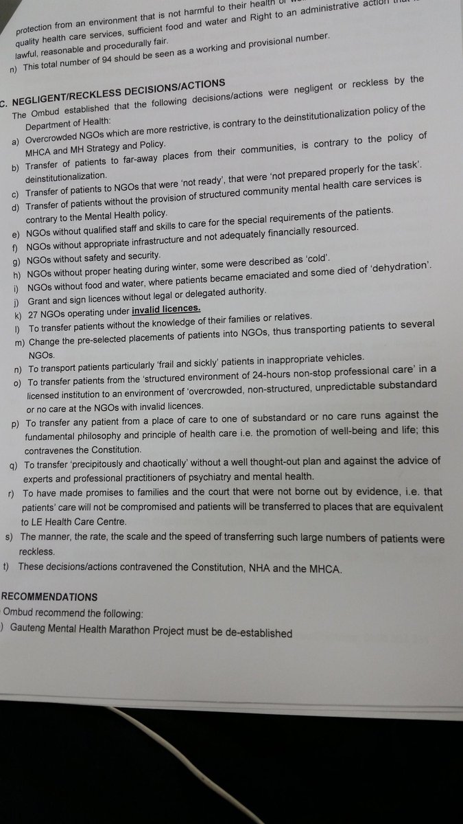 Horror, condemnation following release of Esidimeni report