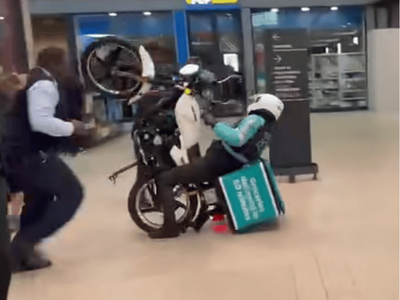 Checkers Sixty60 driver does wheelie in shopping centre