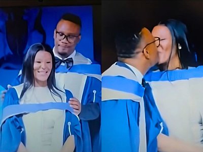 WATCH: Proud doctor hoods wife at graduation ceremony