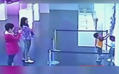 Shocking footage shows kids smashing museum artwork
