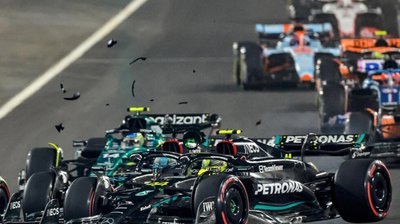 Hamilton takes blame for crash with team-mate Russell