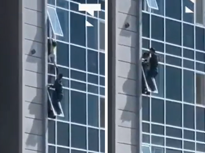 WATCH: Man saves child from falling off eighth-floor of apartment building!