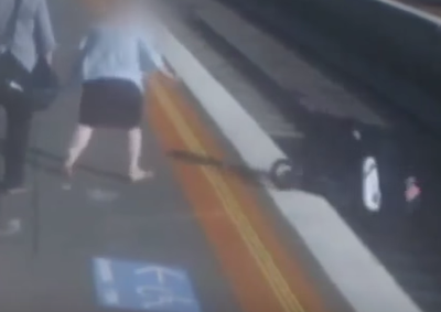 Heart-stopping video shows pram with baby tipping over onto railway track