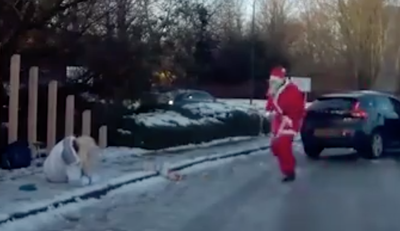 'Santa' comes to the rescue to help a damsel in distress
