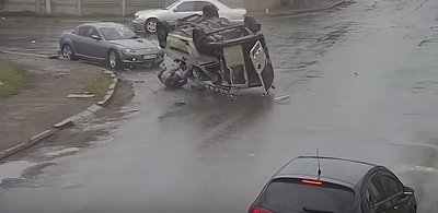 WATCH: Death-defying moment driver is flung out of his car and walks away