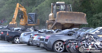 Heartbreak as President Duterte crushes £4m-worth of luxury cars and ...
