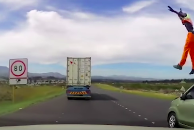 Road worker survived a horrible accident after being knocked over