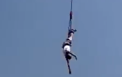 WATCH: Man's bungee cord snaps during 10-storey jump