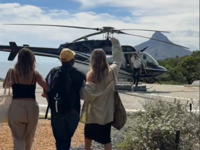 Foreigner surprises her security guard with a helicopter ride