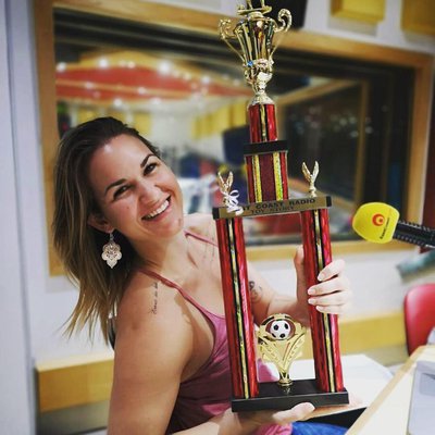 Keri Miller unveils the Trophy for the Ultimate Kickoff #ECRToyStory18