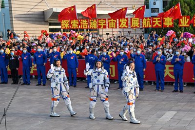 Chinese mission with first civilian reaches space station