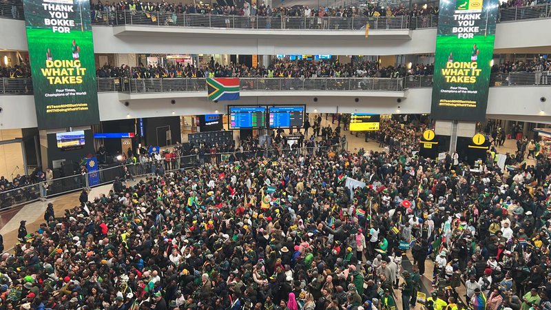 Thousands brave cold, rain to welcome world champion Springboks