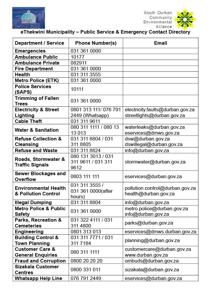 These emergency numbers could save lives in eThekwini