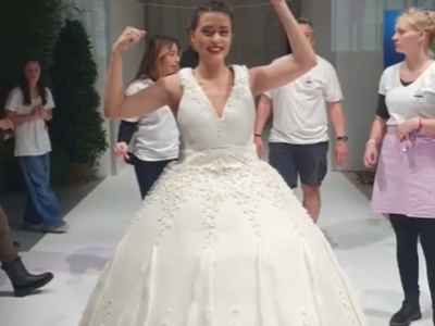 Swiss woman creates the largest wearable cake dress
