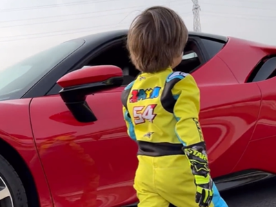 Three-year-old drives his dad's Ferrari like a pro