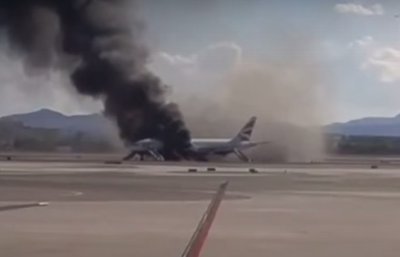 An engine on a British Airways jet caught fire Tuesday while the plane ...
