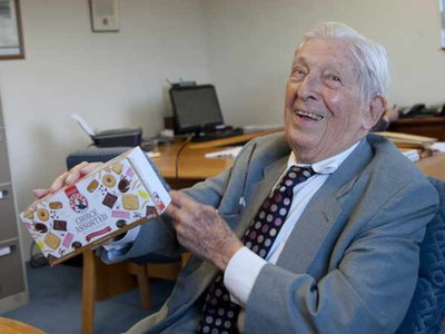 The Baker's biscuit man is doing the most at 100 years old!