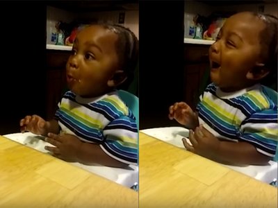 Cute baby's reaction to his food is adorable!