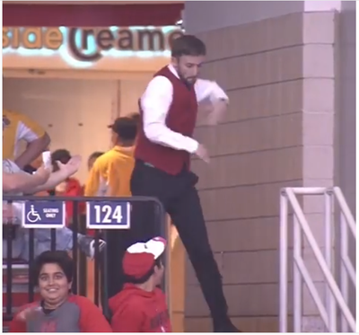 Stadium usher has some outstanding dance moves