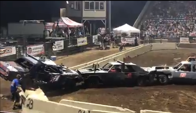 Derby ends in disaster as man is trapped under barricade