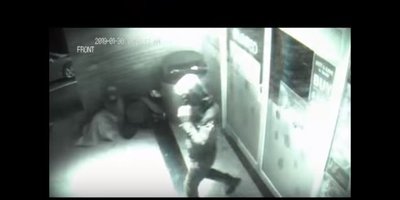 Ghost man walks through closed door