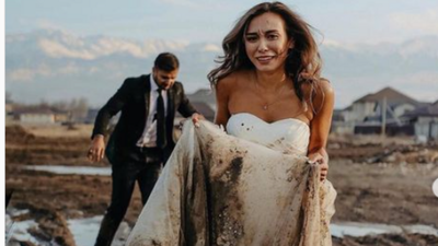SEE: Groom drops bride into mud and ruins beautiful dress