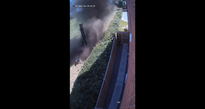 WATCH: Ground explodes under man building a fence