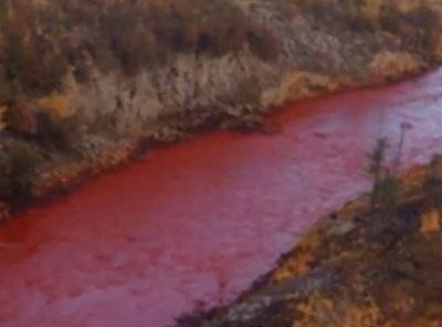 River in Russia turns red