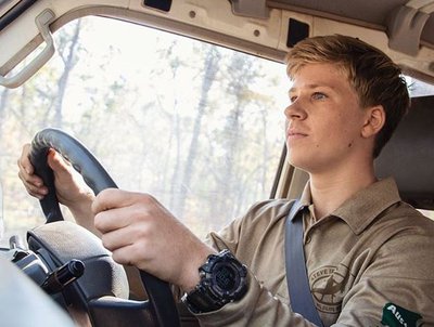 Steve Irwin's son is learning to drive in his old utility truck