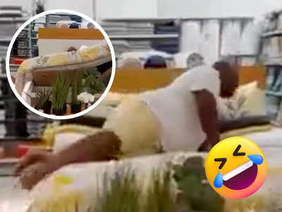 WATCH: Man catches some Zzzz's in the middle of this shop!