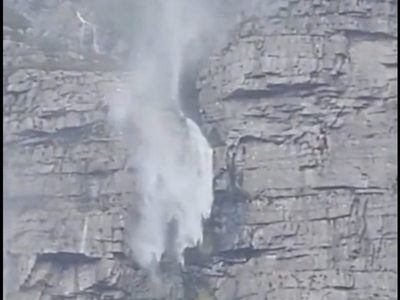 VIDEO: Cape Town winds turns waterfall into a water-fail