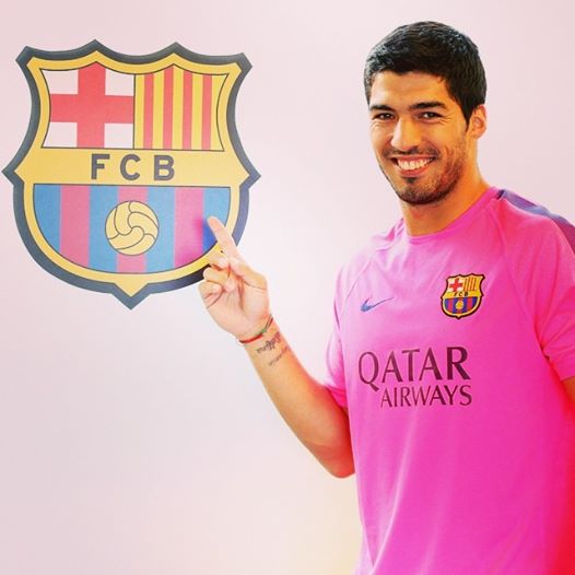 Suárez's first training with Barcelona
